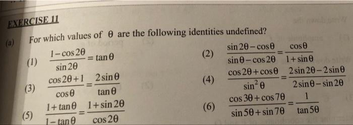 Solved EXERCISE 11 For which values of 0 are the following | Chegg.com