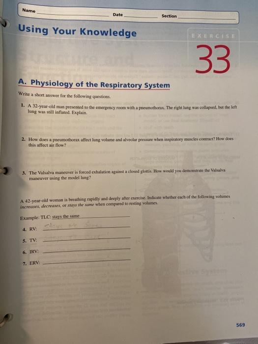 Solved Name Date Section Using Your Knowledge EXERCISE 33 A. | Chegg.com