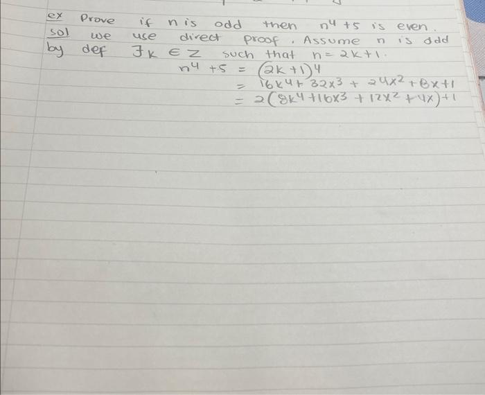 Solved ex Prove if Sol we . n by der nis odd then n4 +5 is | Chegg.com