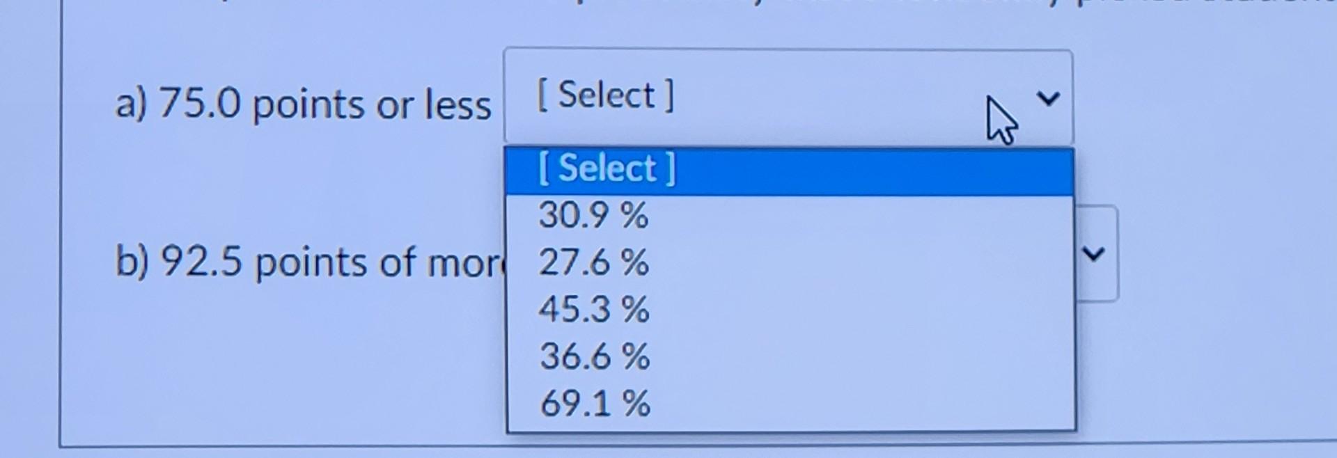 Solved The exam score points of geomatics students for a | Chegg.com