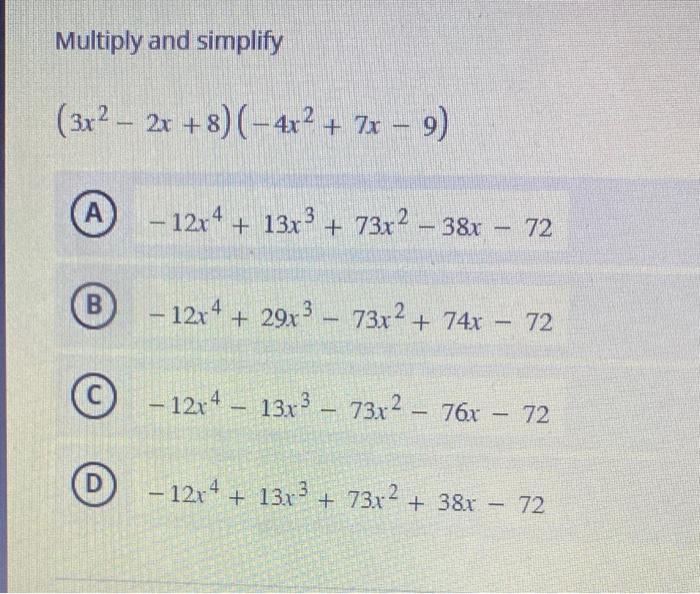 Solved Multiply and simplify | Chegg.com