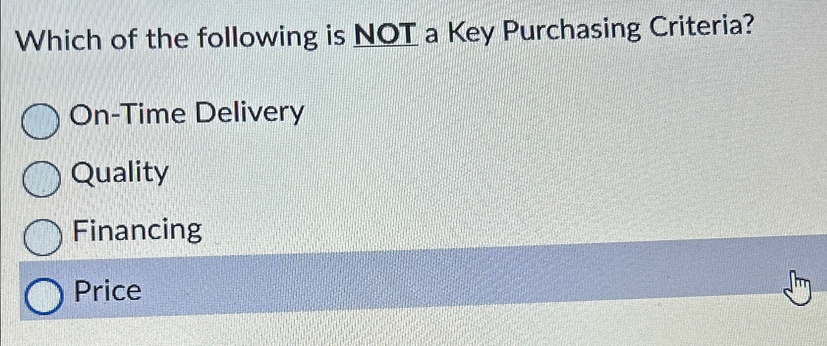 Solved Which of the following is NOT a Key Purchasing | Chegg.com