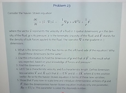 Solved Problem 23Consider the Navier-Stokes | Chegg.com