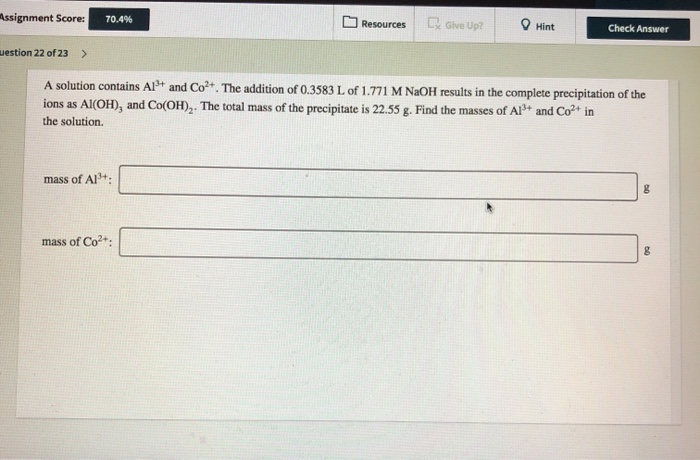 Solved Assignment Score: 70.4% Resources Give Up Hint Check | Chegg.com