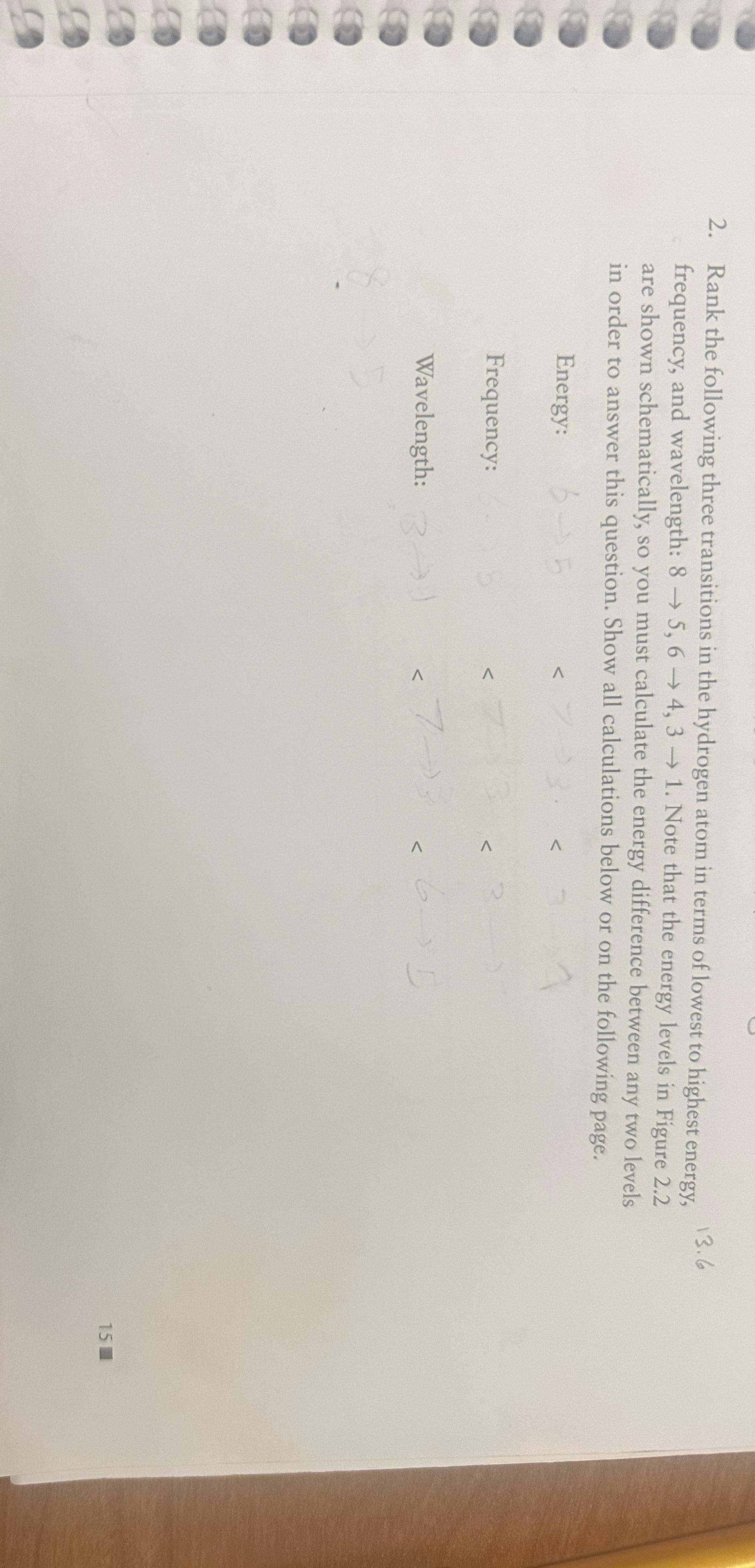 Solved Rank the following three transitions in the hydrogen | Chegg.com