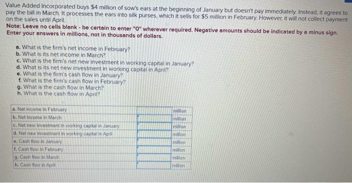 Solved Value Added Incorporated buys $4 million of sow's | Chegg.com