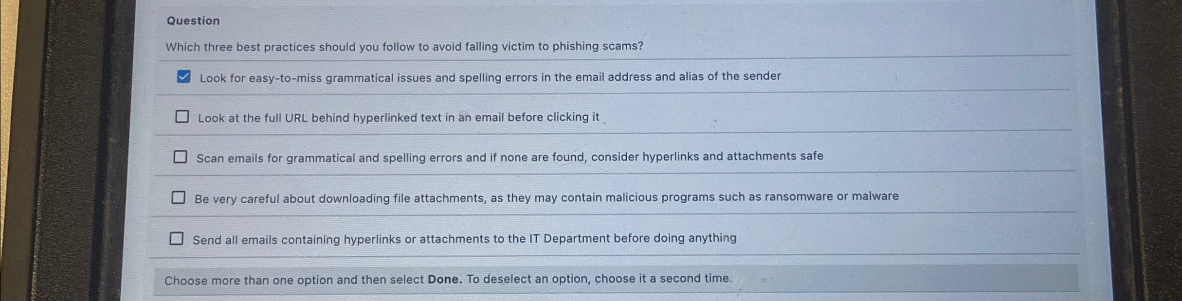 Solved QuestionWhich three best practices should you follow | Chegg.com