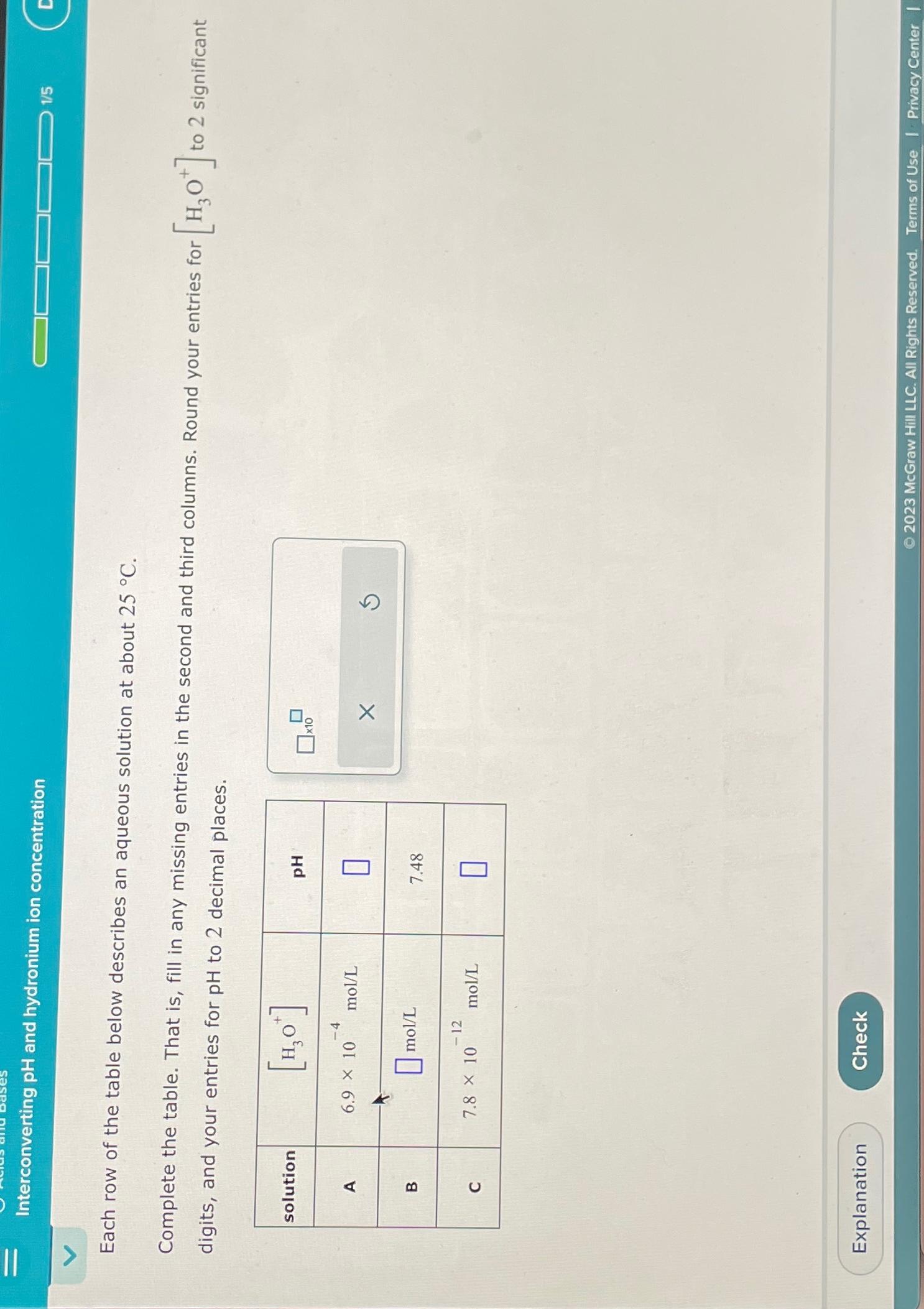 Solved Interconverting pH ﻿and hydronium ion | Chegg.com