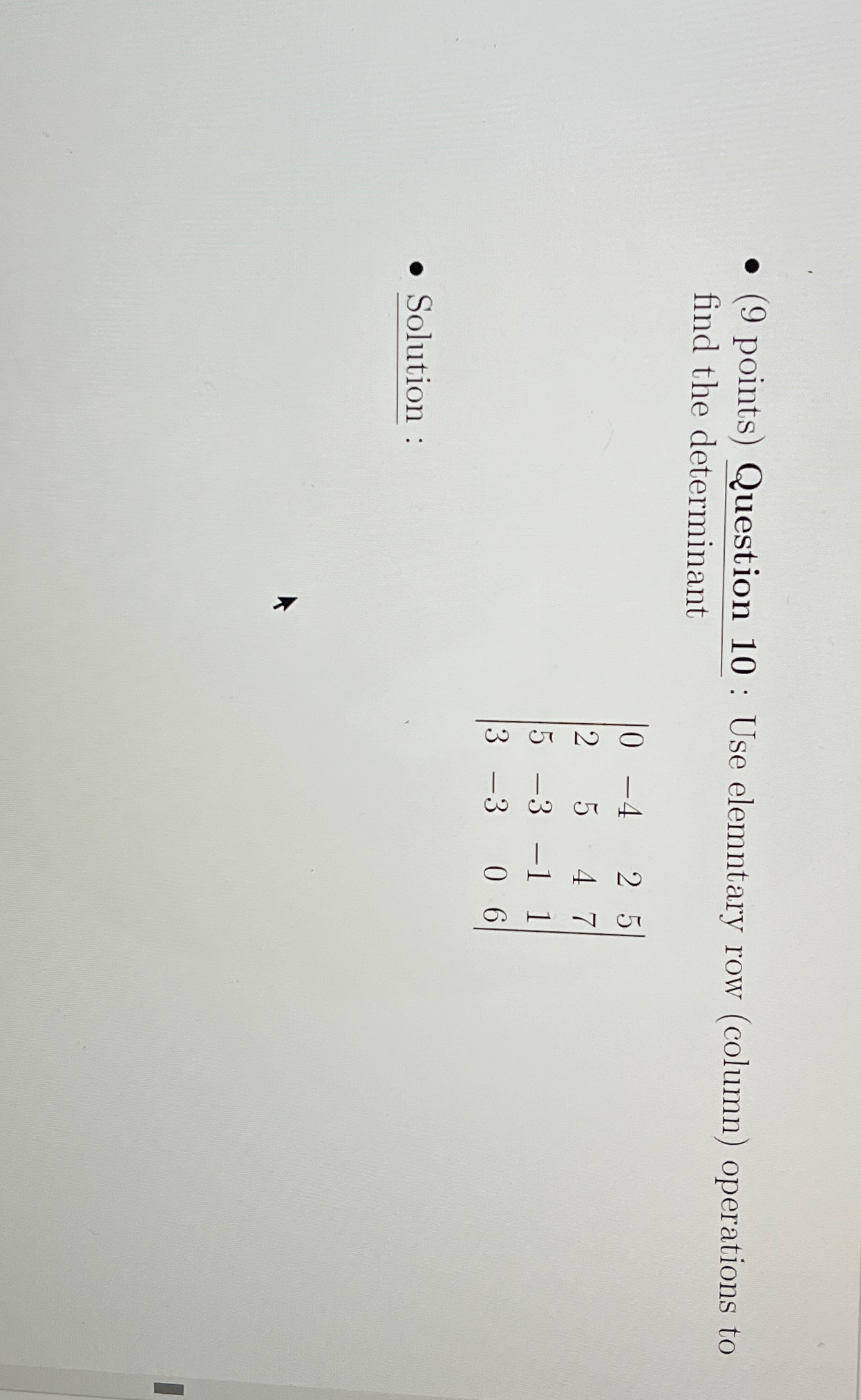 Solved (9 ﻿points) ﻿Question 10 ﻿: Use elemntary row | Chegg.com