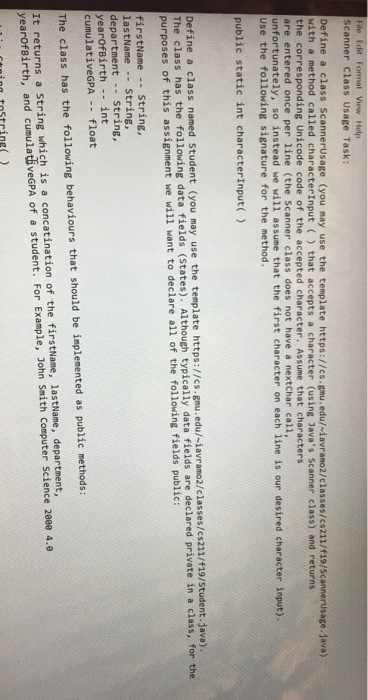 Solved File Edit Format View Help Scanner Class Usage Task: | Chegg.com