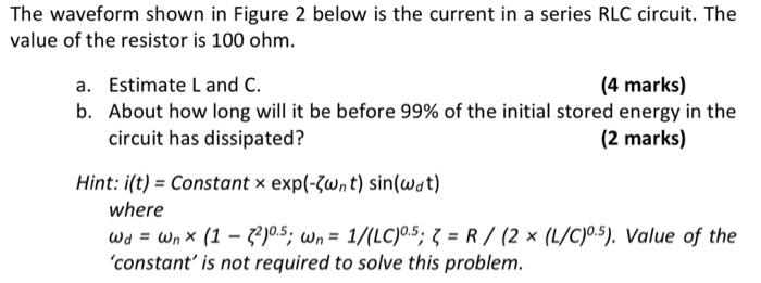 Solved The waveform shown in Figure 2 below is the current | Chegg.com