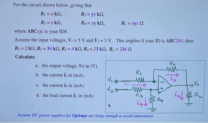 Solved For the circuit shown below, giving that | Chegg.com