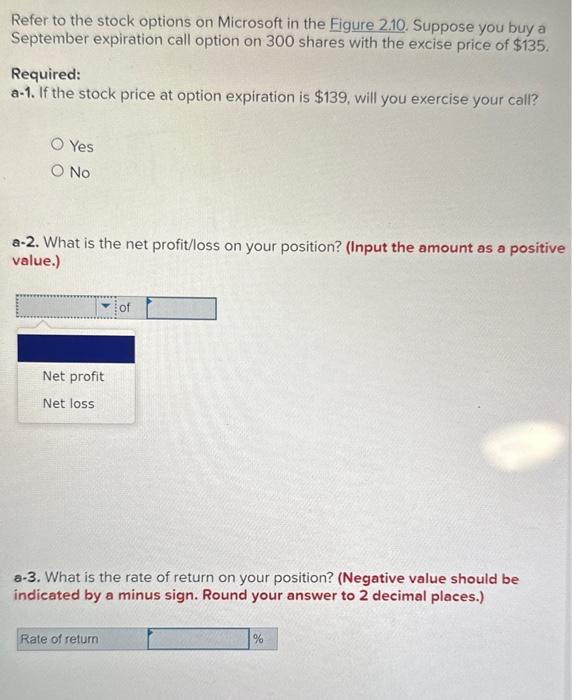 Solved Refer to the stock options on Microsoft in the Figure | Chegg.com