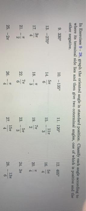 Solved In Exercises 9 - 28, graph the oriented angle in | Chegg.com