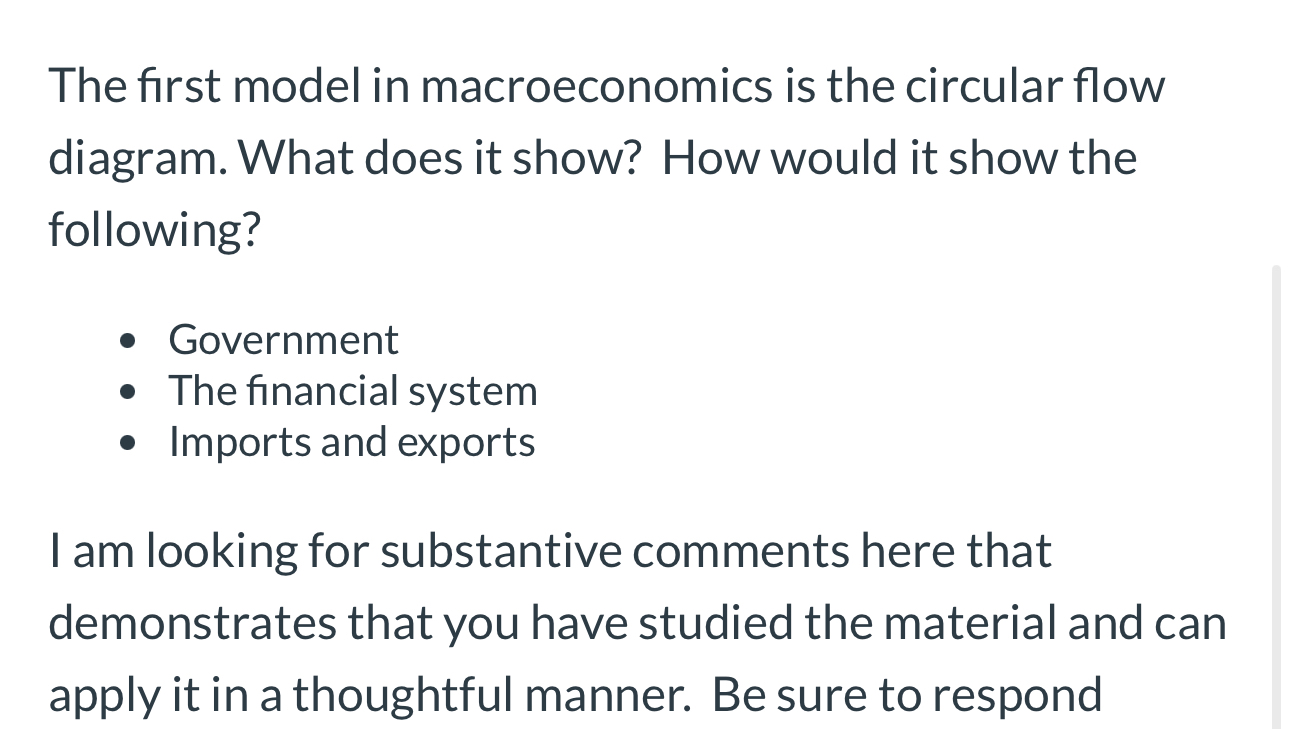 Solved The first model in macroeconomics is the circular | Chegg.com