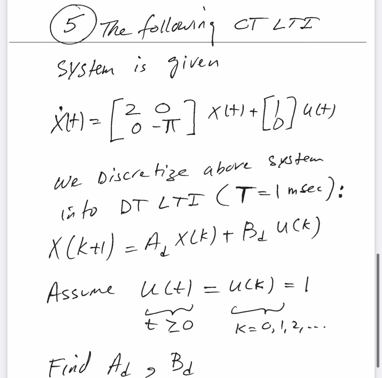 Solved (5) ﻿The following CT LTA system is | Chegg.com