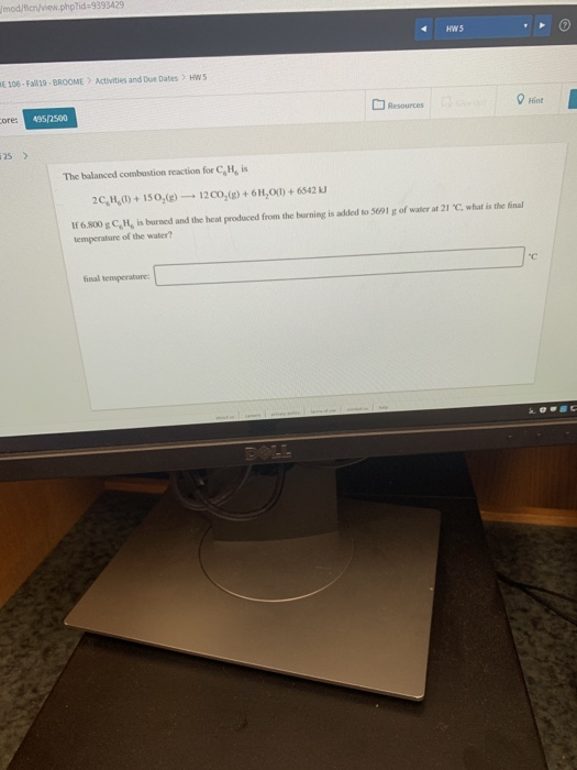 Solved The balanced combustion reaction for C 6 H s is 2C | Chegg.com