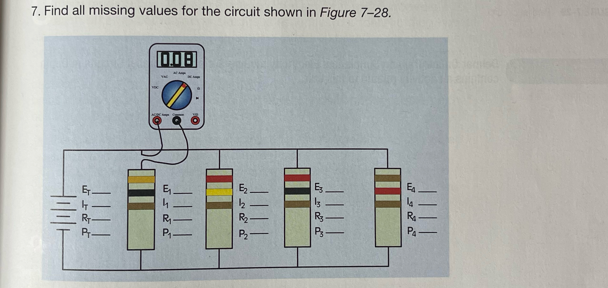 Solved Find all missing values for the circuit shown in | Chegg.com