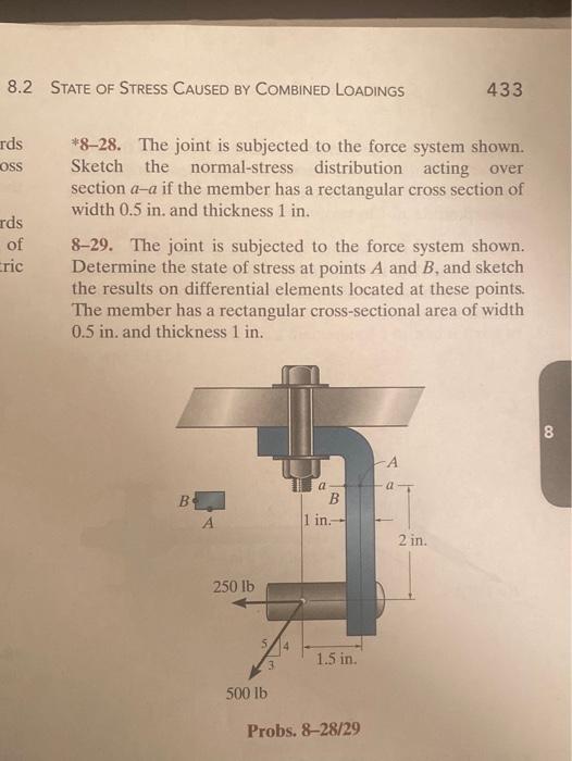 Solved 8.2 STATE OF STRESS CAUSED BY COMBINED LOADINGS 433 | Chegg.com