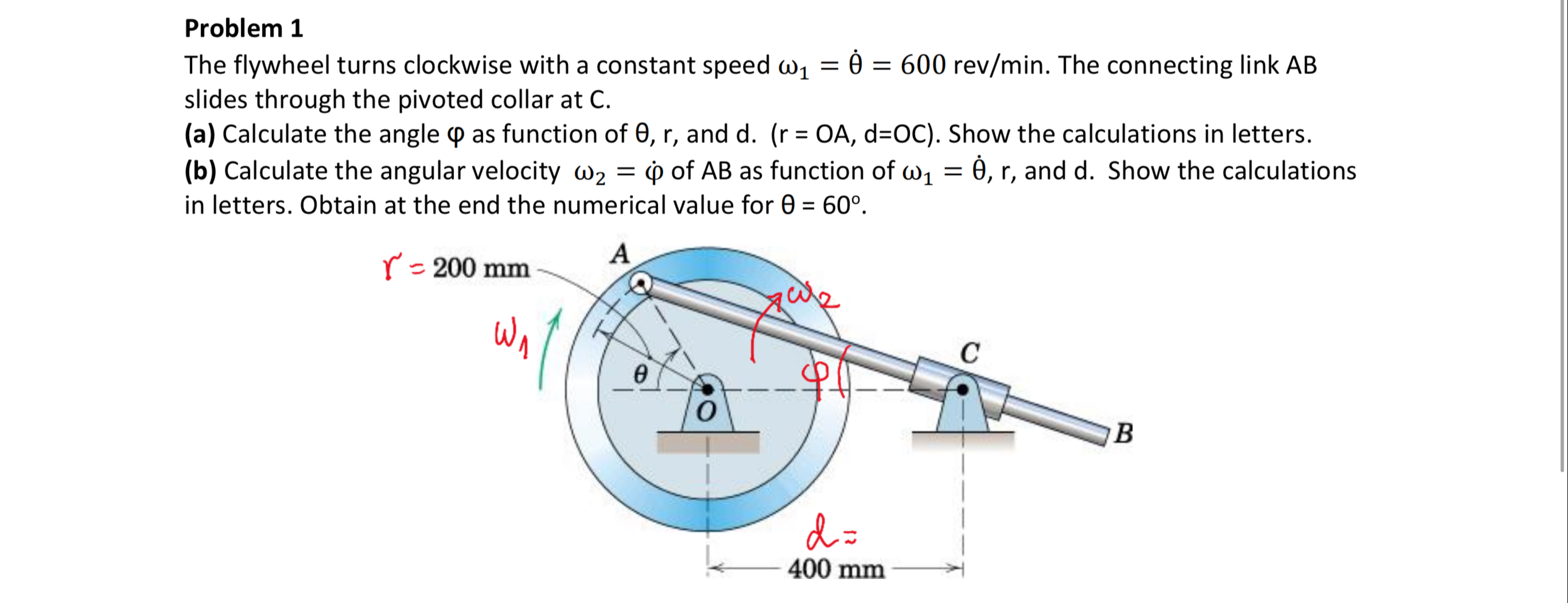 Solved Problem 1The flywheel turns clockwise with a constant | Chegg.com