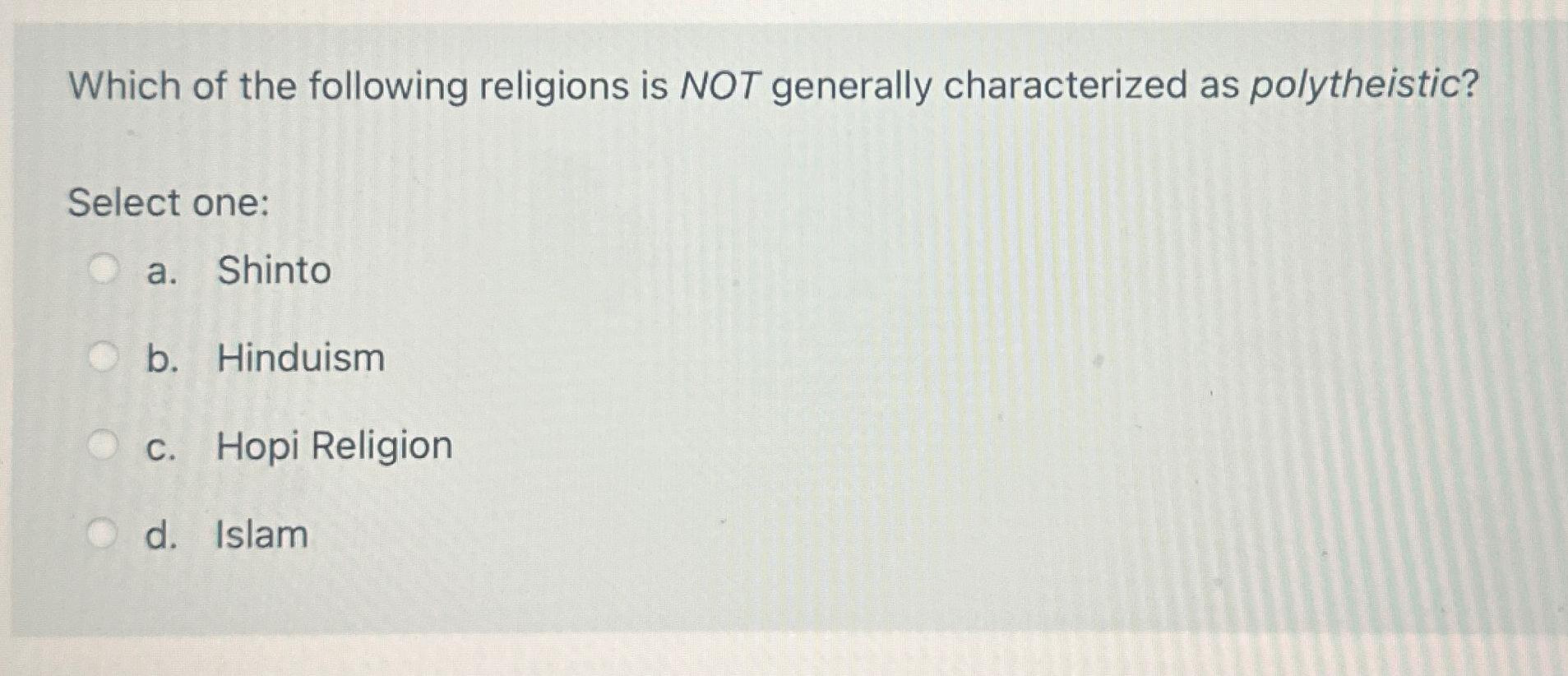 Solved Which of the following religions is NOT generally | Chegg.com