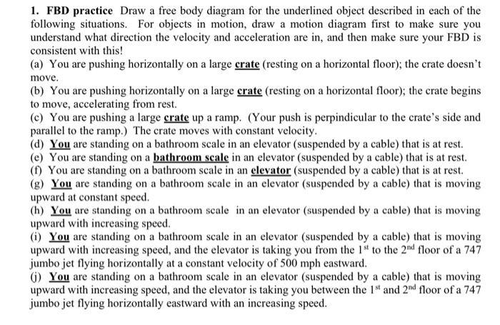 Solved 1. FBD practice Draw a free body diagram for the | Chegg.com