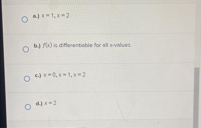Solved For the graph shown below, find all values of x for | Chegg.com