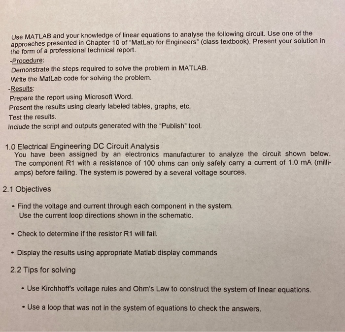 Solved Use MATLAB and your knowledge of linear equations to | Chegg.com
