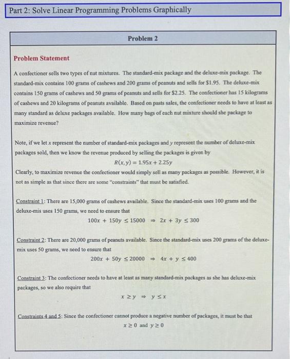 Solved Problem Statement A confectioner sells two types of | Chegg.com