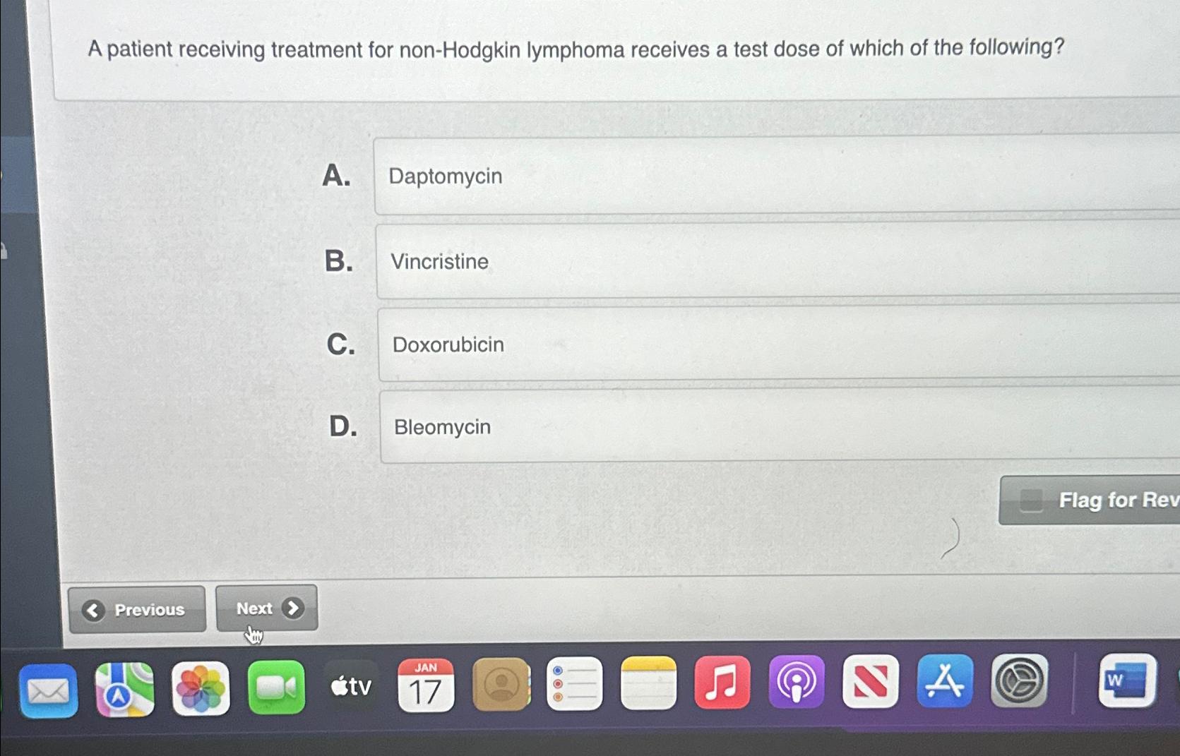 Solved A patient receiving treatment for non-Hodgkin | Chegg.com