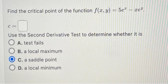 Solved Find the critical point of the function | Chegg.com