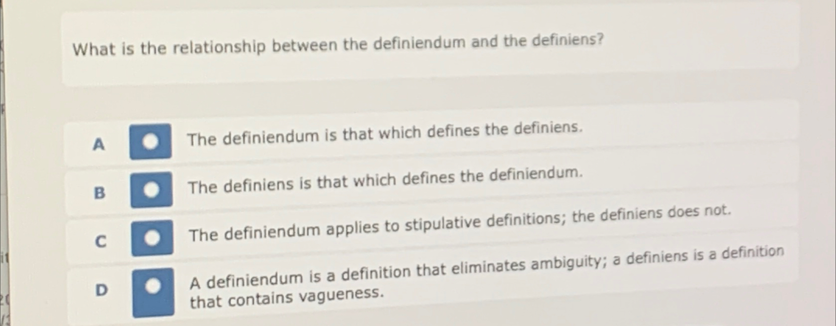 Solved What is the relationship between the definiendum and | Chegg.com