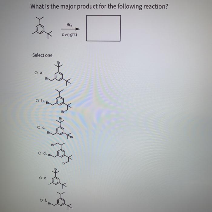 Solved What is the major product for the following reaction? | Chegg.com
