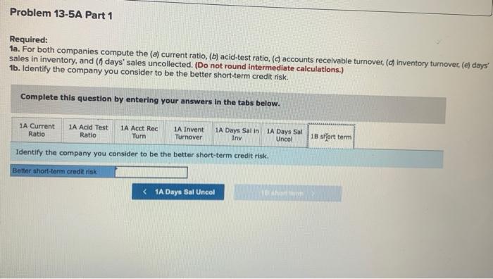 Solved ! Required information Problem 13-5A Comparative | Chegg.com