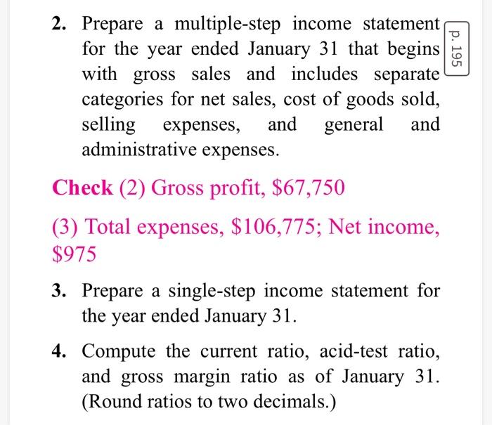 Solved p. 195 2. Prepare a multiple-step income statement | Chegg.com
