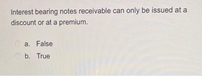 Solved Interest bearing notes receivable can only be issued | Chegg.com