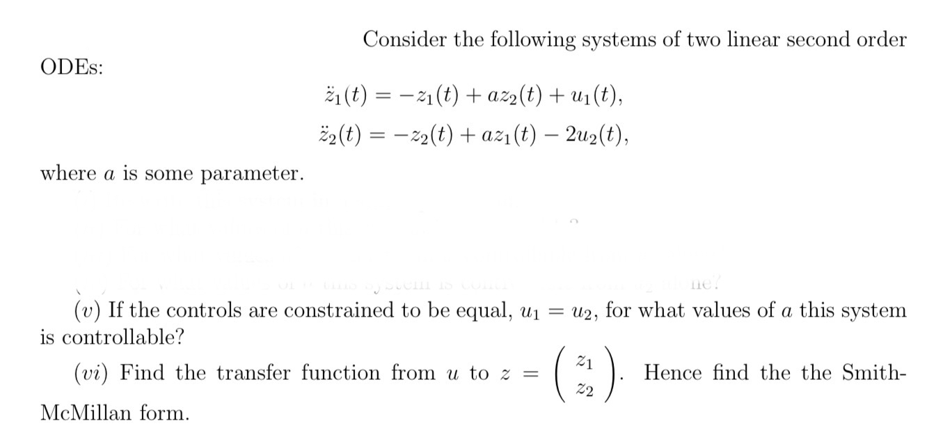 Consider the following systems of two linear second | Chegg.com
