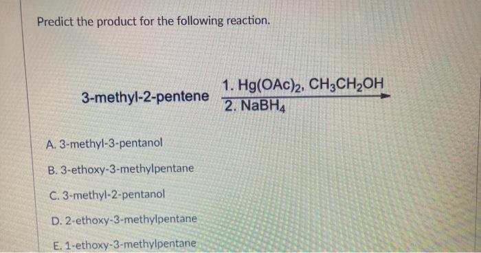 Solved Predict the product for the following reaction. | Chegg.com