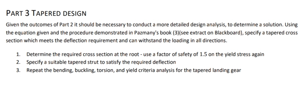 Solved PART 3 ﻿TAPERED DESIGNGiven the outcomes of Part 2 | Chegg.com