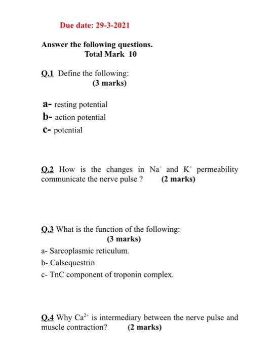 Solved Due date: 29-3-2021 Answer the following questions. | Chegg.com