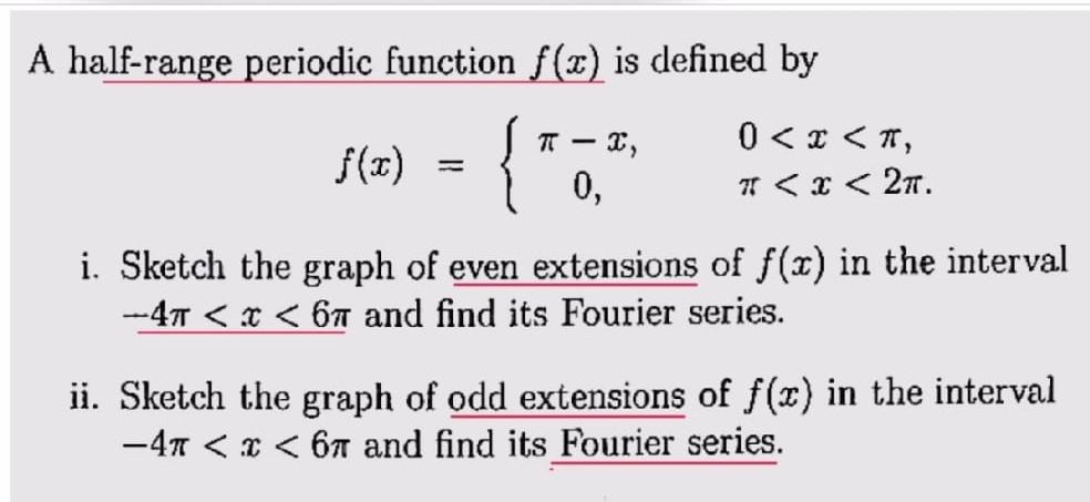 Solved A half-range periodic function f(x) is defined by - 0 | Chegg.com