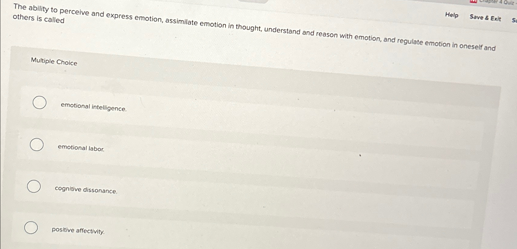Solved The ability to perceive and express emotion, | Chegg.com