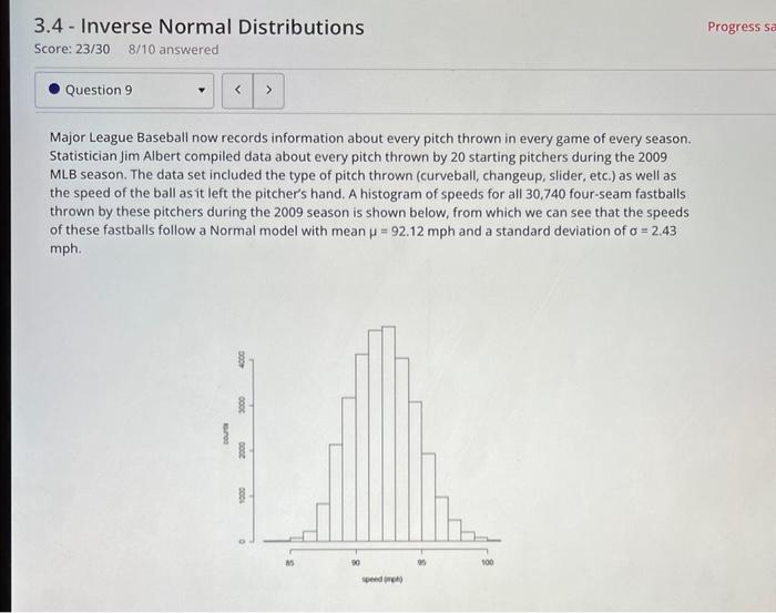 Solved 3.4 - Inverse Normal Distributions Score: 23/308/10 | Chegg.com