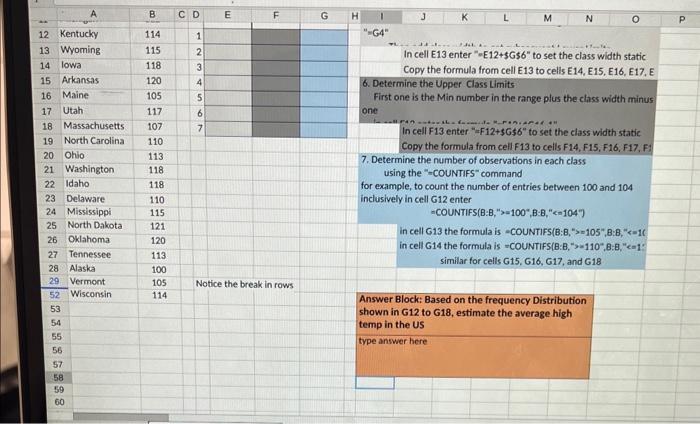 Solved 1. In cell G3, Determine the Maximum Temp listed in | Chegg.com