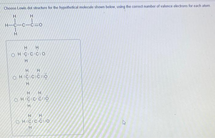 Solved Choose Lewis dot structure for the hypothetical | Chegg.com