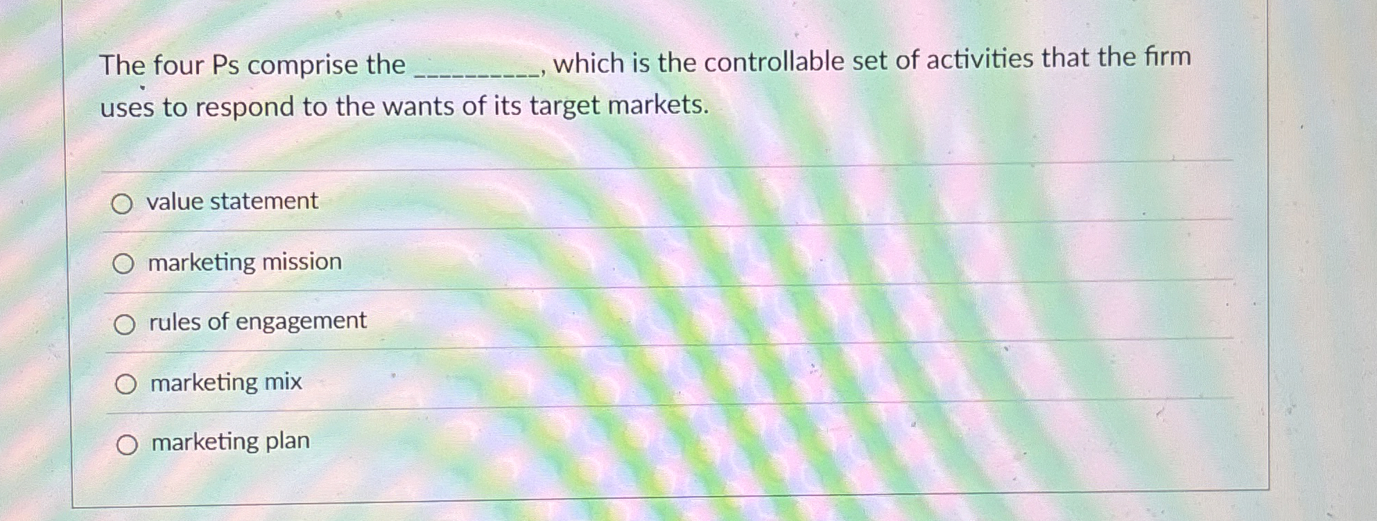 Solved The four Ps comprise thewhich is the controllable set | Chegg.com