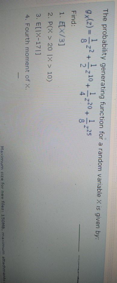 Solved The probability generating function for a random | Chegg.com