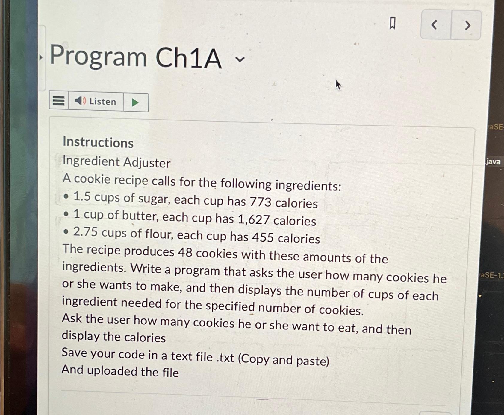 Solved Program Ch1A vInstructionsIngredient AdjusterA cookie | Chegg.com