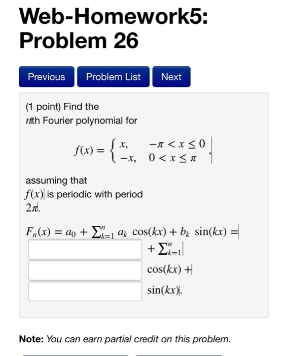 Solved Web-Homework5: Problem 26 Previous Problem List Next | Chegg.com