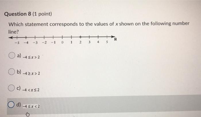 Solved Question 8 (1 point) Which statement corresponds to | Chegg.com
